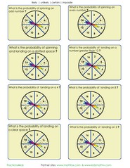 Probability as a fraction game, worksheet, quiz and flash card
