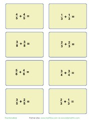 Fraction flash cards for playing fraction games, simple fractions ...