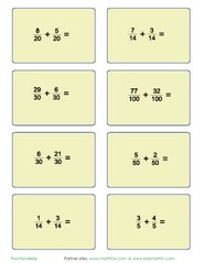 Fraction flash cards for playing fraction games, simple fractions ...