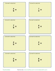 Fraction flash cards for playing fraction games, simple fractions ...