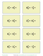 Fraction flash cards for playing fraction games, simple fractions ...