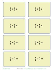 Fraction flash cards for playing fraction games, simple fractions ...