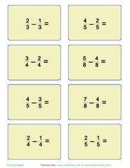 Fraction flash cards for playing fraction games, simple fractions ...