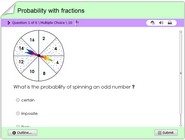 Probability as a fraction game, worksheet, quiz and flash card