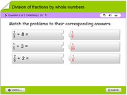 Divide fraction by whole number game, worksheet, quiz, flash card