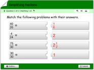 Simplifying fractions worksheet, game, quiz and flash card